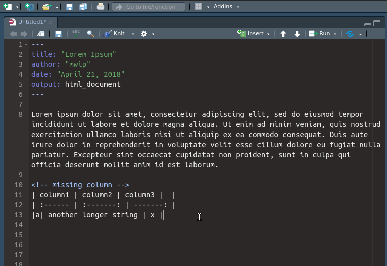 beautifyR | RStudio addin for formatting Rmarkdown tables